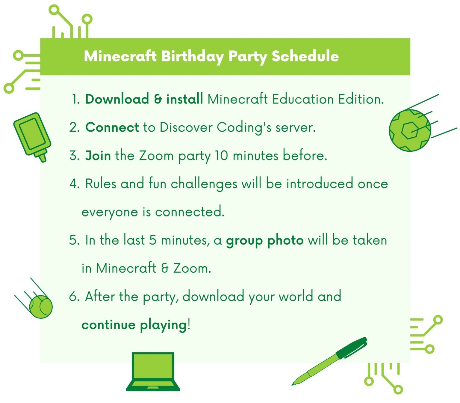 Plan an online Minecraft birthday party with Discover Coding ...